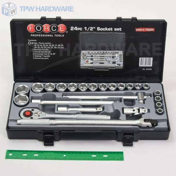 ชุดลูกบ็อกซ์ 1/2" 6เหลี่ยม 24ชิ้น Force-4245B - TPW Hardware ...