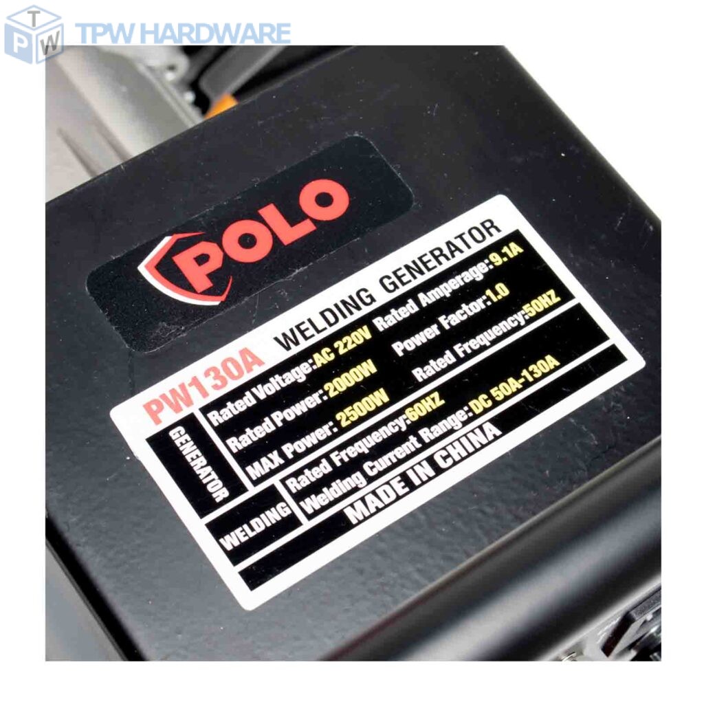 POLO เครื่องปั่นไฟเชื่อม 50-130A ไฟสูงสุด 2.5 กิโลวัตต์ รุ่น PW130A - TPW Hardware